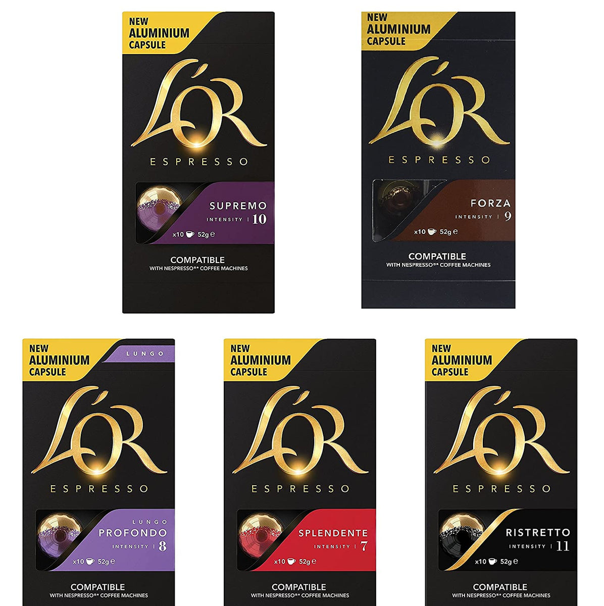 L'OR Nespresso Compatible Espresso Selection Coffee Set 5 Flavour Vari ...